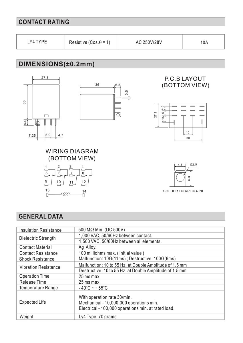 LY4 SOCKET PTF-14A - RAYEX ELECTRONICS CO., LTD.